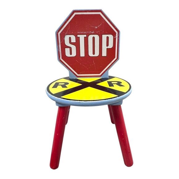 Vintage | Toys | Vintagekids Stop Sign Railroad Stool Red Yellow Train ...